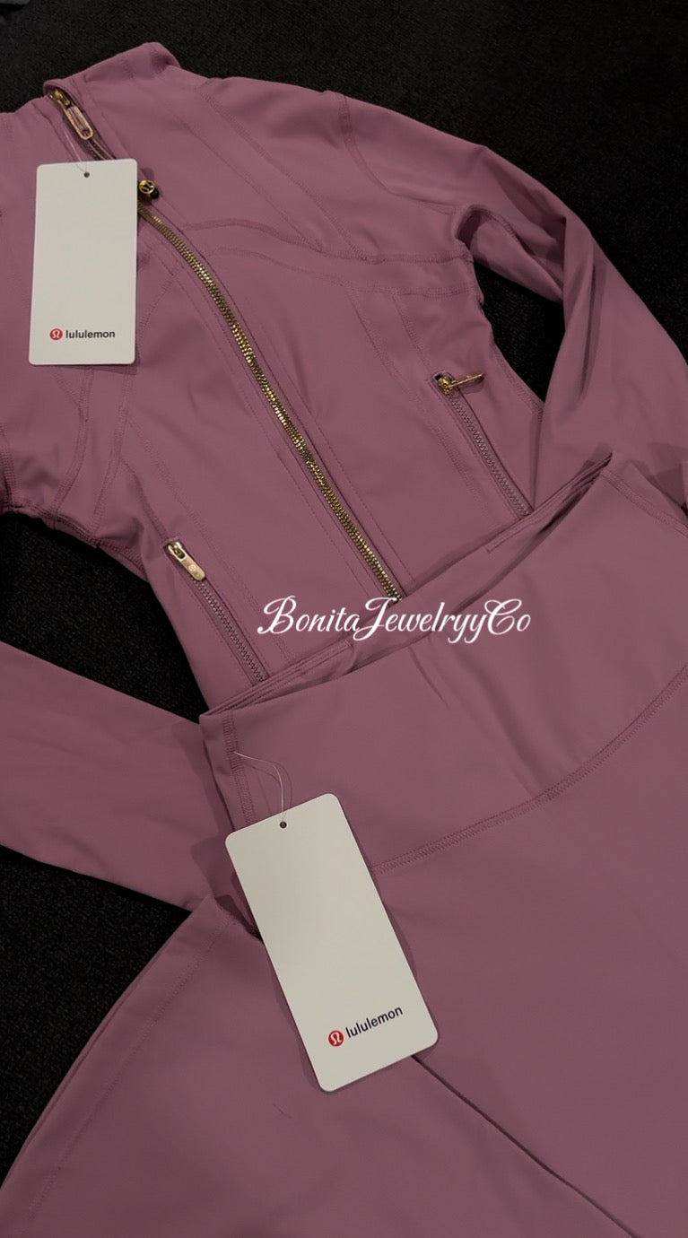 Purple pink Lulu jacket with flared leggings set ( cropped jacket ...